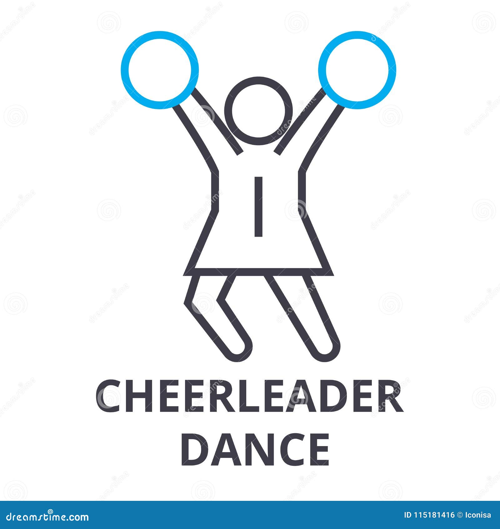 Cheerleader Dance Thin Line Icon, Sign, Symbol, Illustation, Linear ...