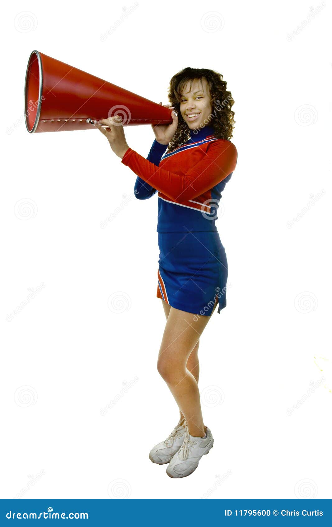 Cheerleader met Megafoon stock foto. Image of geïsoleerd - 11795600