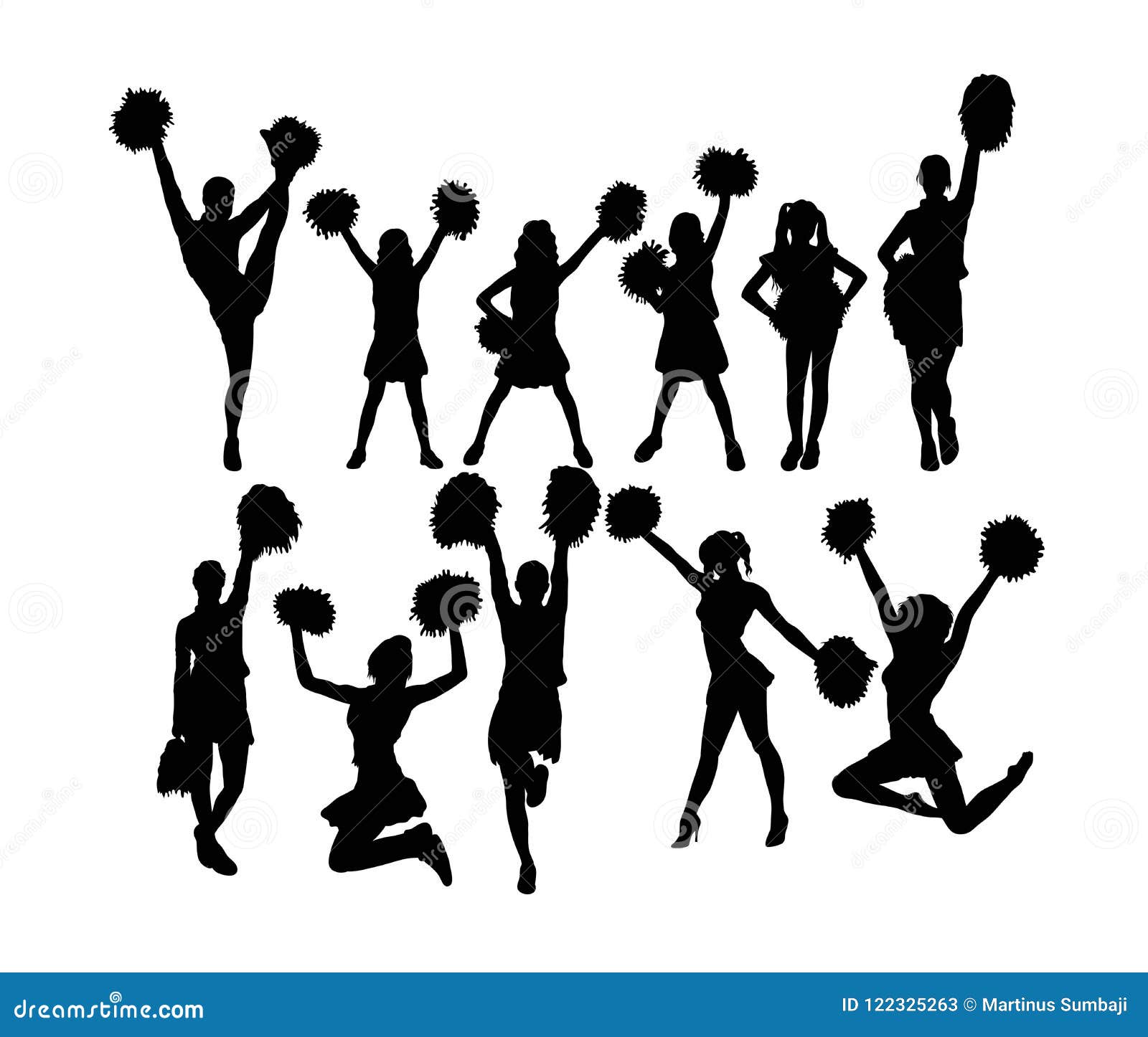 Cheerleader Silhouettes, Art Vector Design Stock Vector - Illustration ...