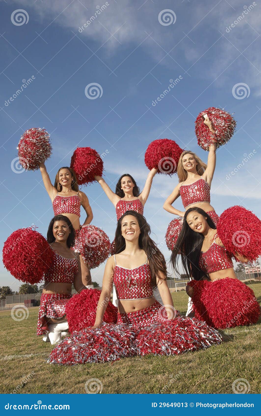 Cheerleaders in Group Cheering Stock Image - Image of adult, happiness ...