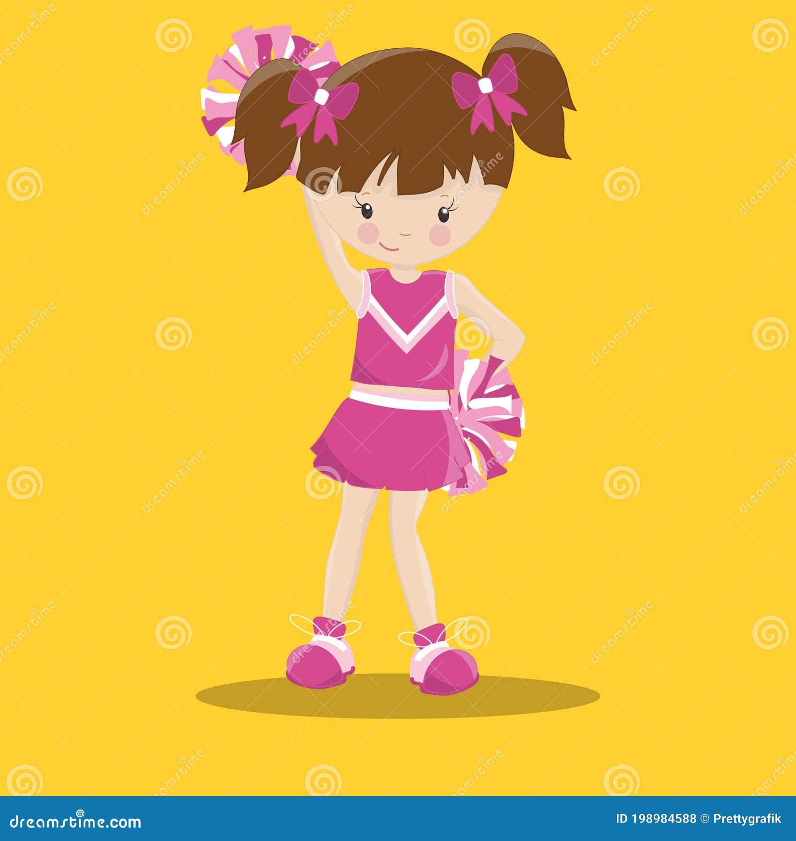 Cartoon Cheerleaders Girls Sport Fan Dancing Cheerleading Woman Team ...