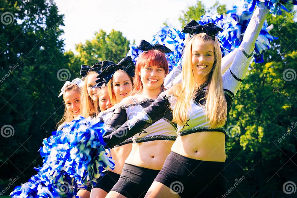 Cheerleaders Practicing Outdoors Stock Photo - Image of asian, sports ...