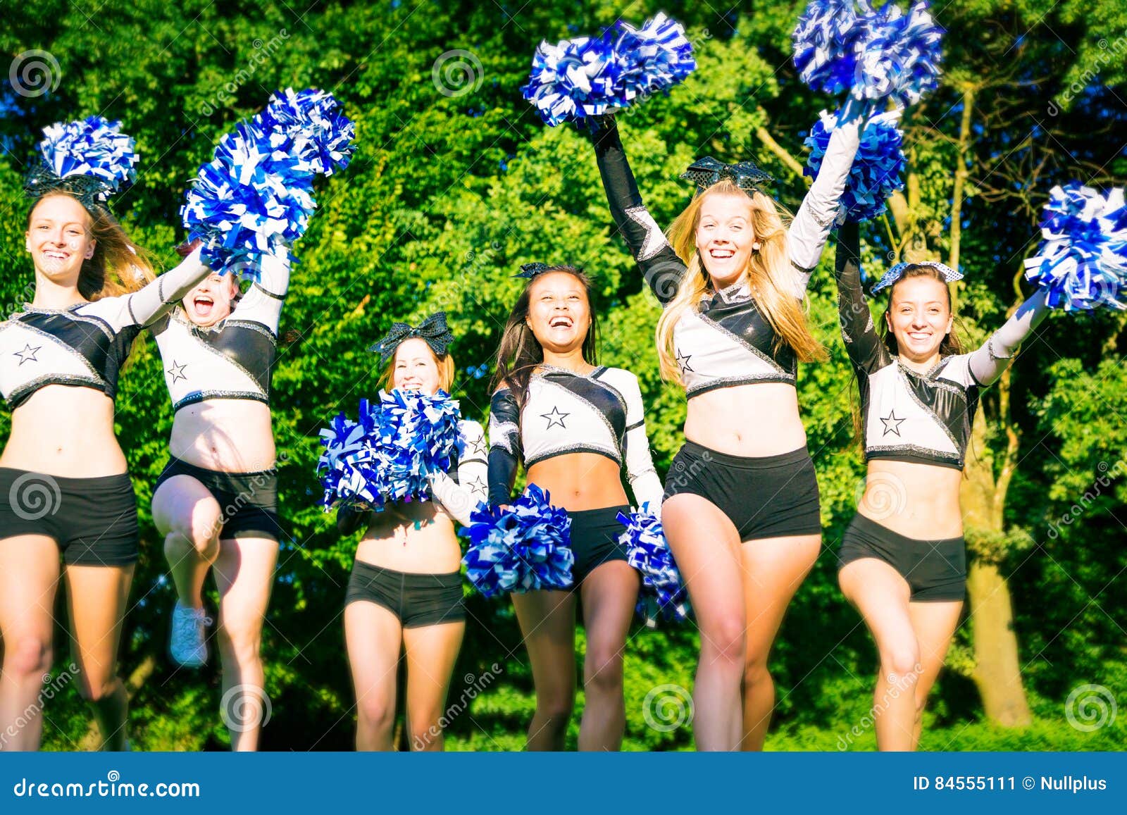 Cheerleaders Team Practicing Stock Image - Image of happy, people: 84555111
