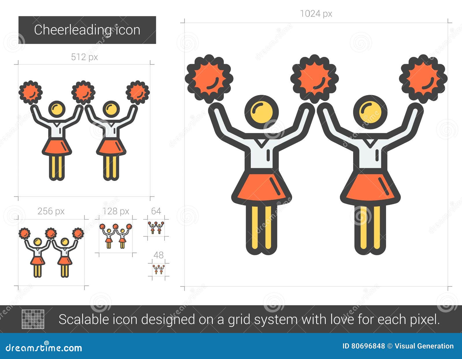 Cheerleading Icon, Black Vector Sign With Editable Strokes, Concept ...