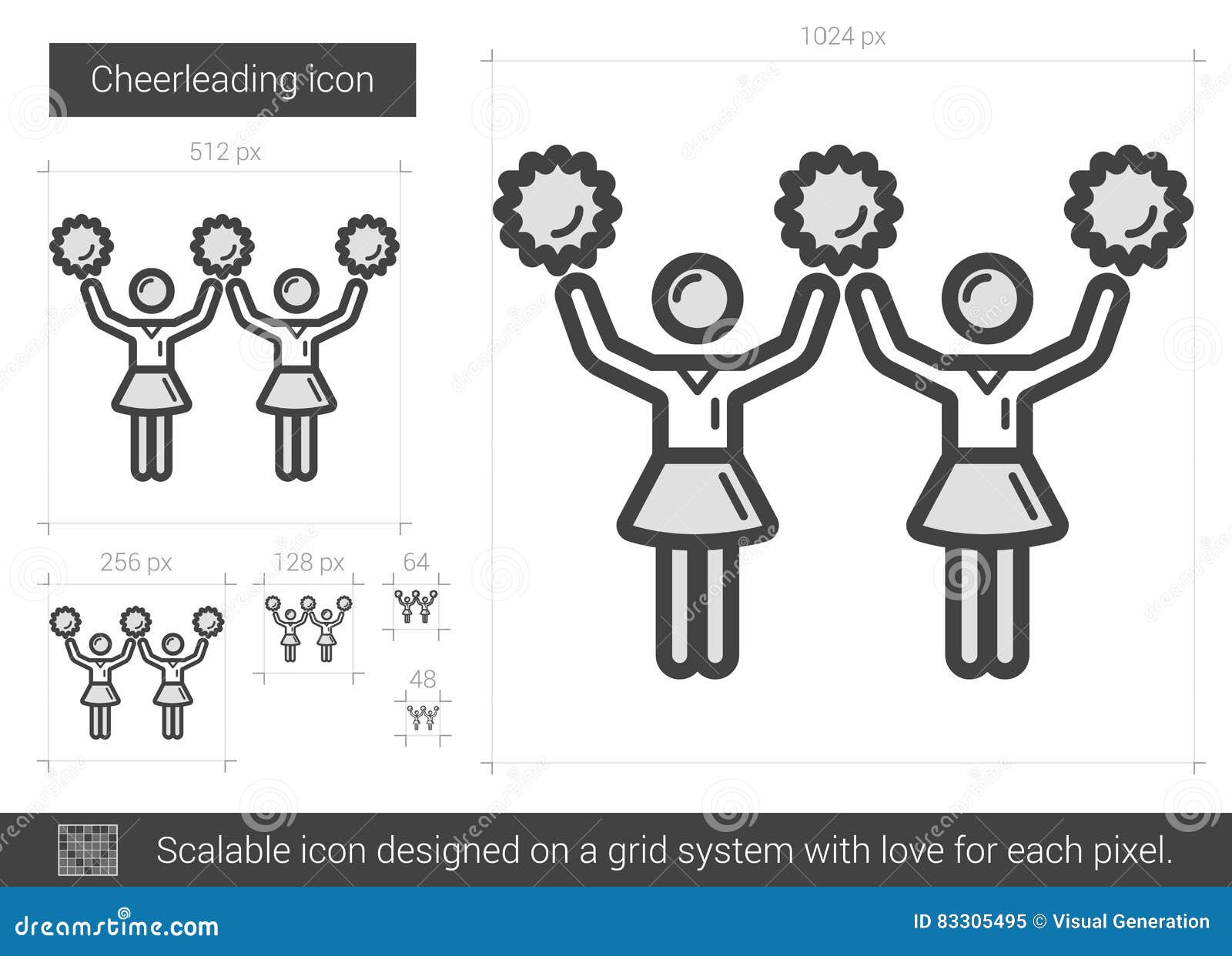 Cheerleading Icon, Black Vector Sign With Editable Strokes, Concept ...