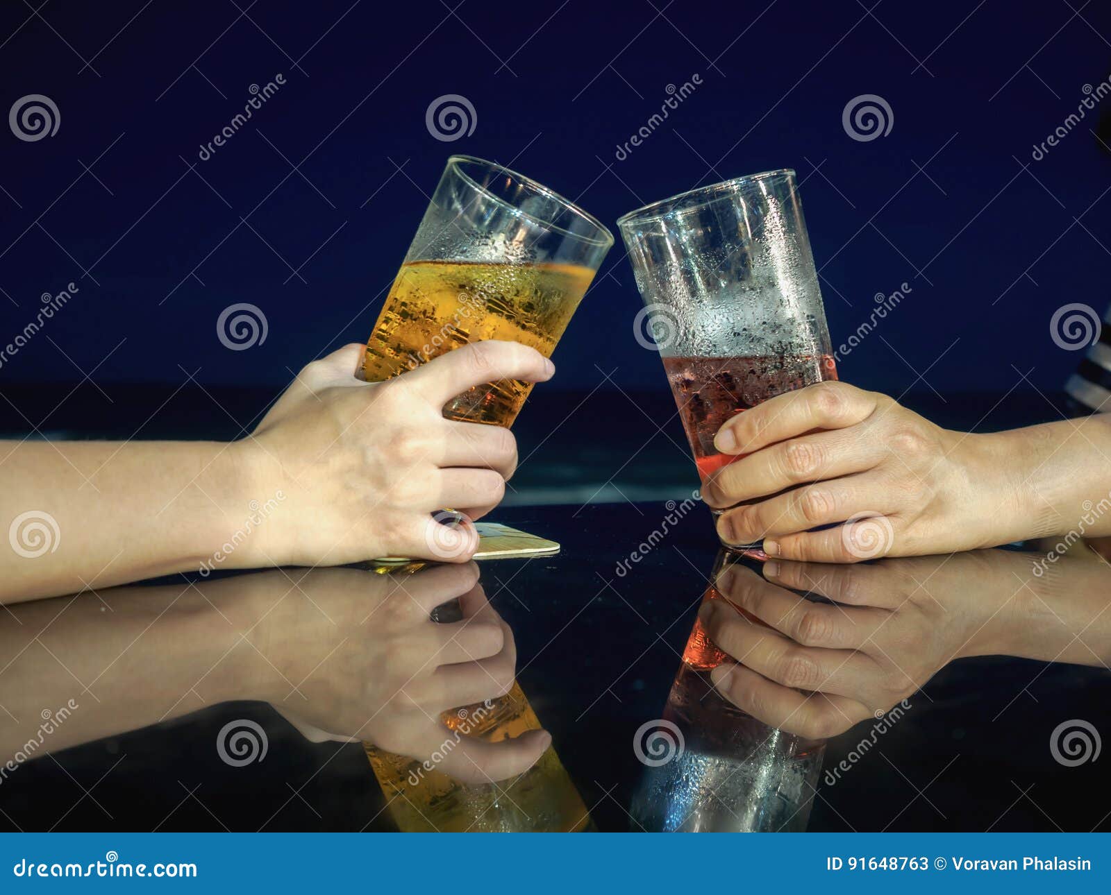 Cheers Beer Alcohol Celebration Making a Toast at the Beach Stock Image ...