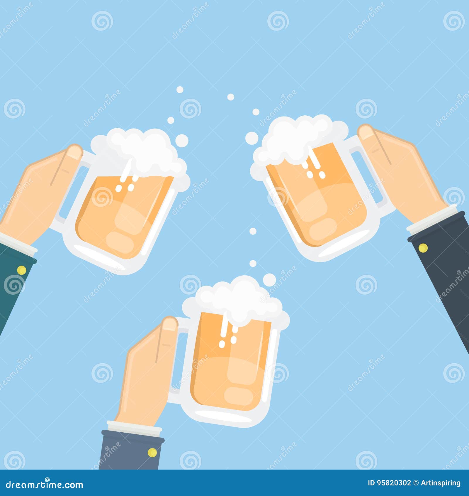 Cheers Beer Poster With Beer Mugs Cartoon Vector | CartoonDealer.com ...