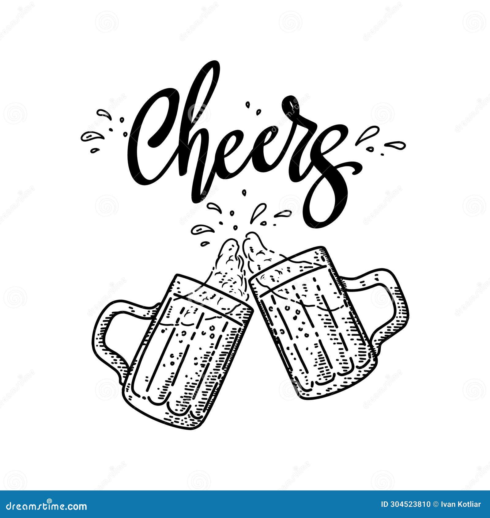 Cheers, Hand Lettering Phrase, Poster Design,calligraphy Stock Vector ...
