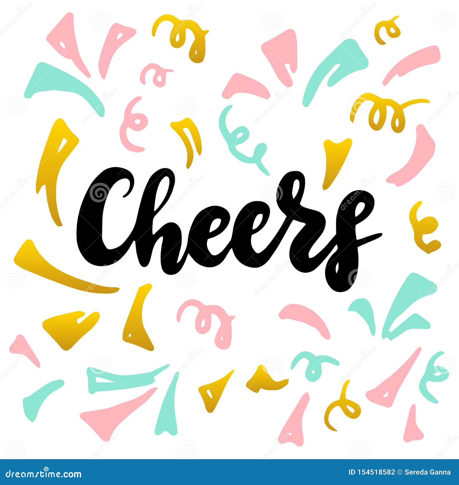 Cheers Handwritten Postcard Stock Vector - Illustration of festive ...