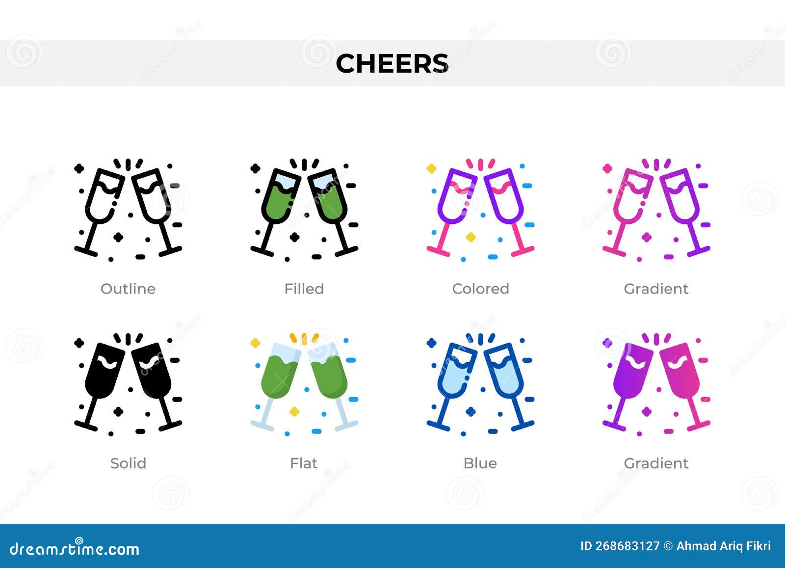 Cheers Icons in Different Style. Cheers Icons Set. Holiday Symbol ...