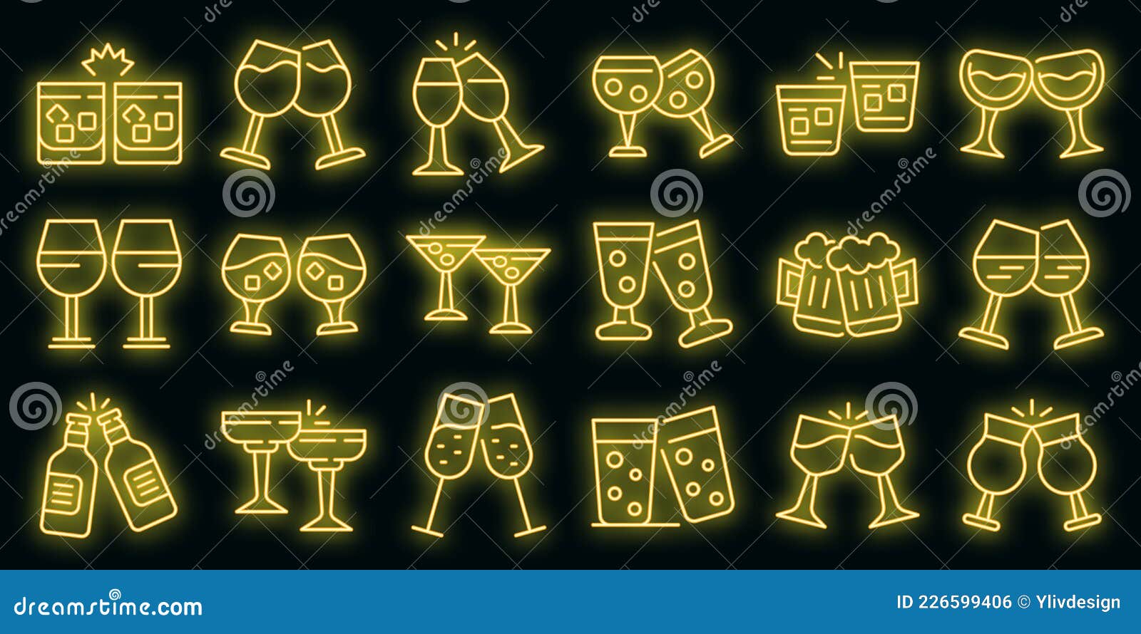 Cheers Icons Set Vector Neon Stock Illustration - Illustration of clink ...