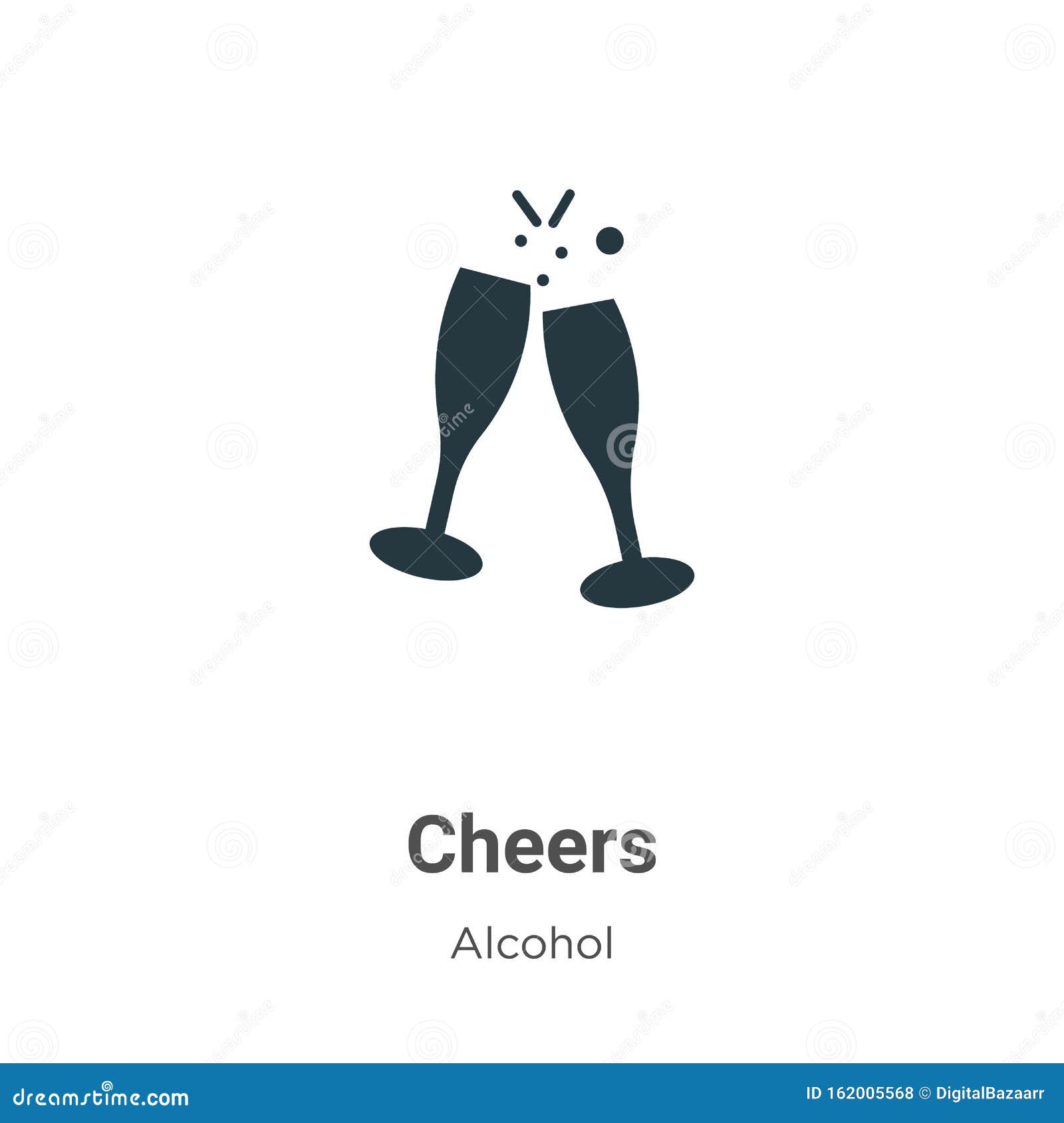 Cheers Vector Icon on White Background. Flat Vector Cheers Icon Symbol ...