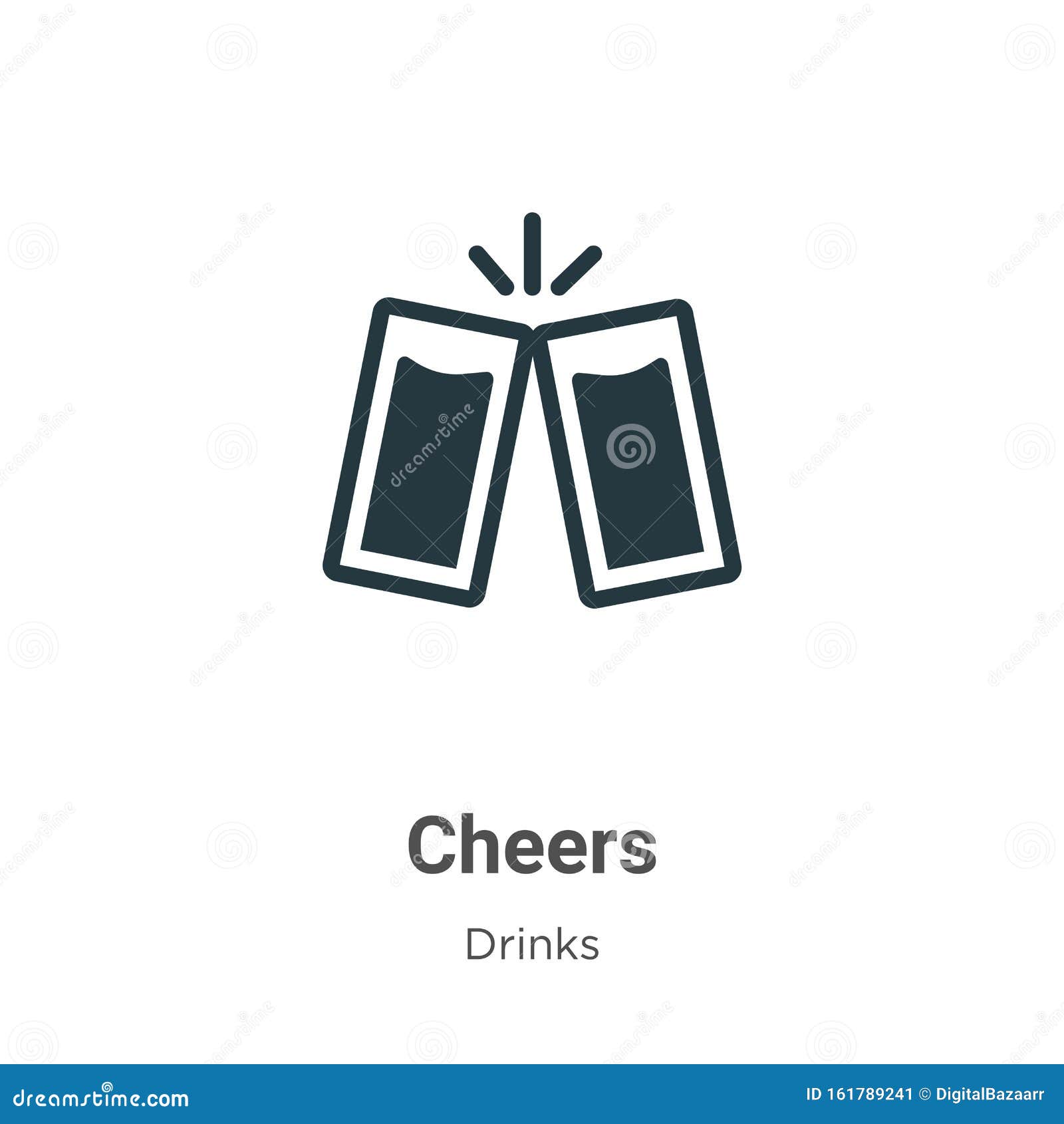 Cheers Vector Icon on White Background. Flat Vector Cheers Icon Symbol ...