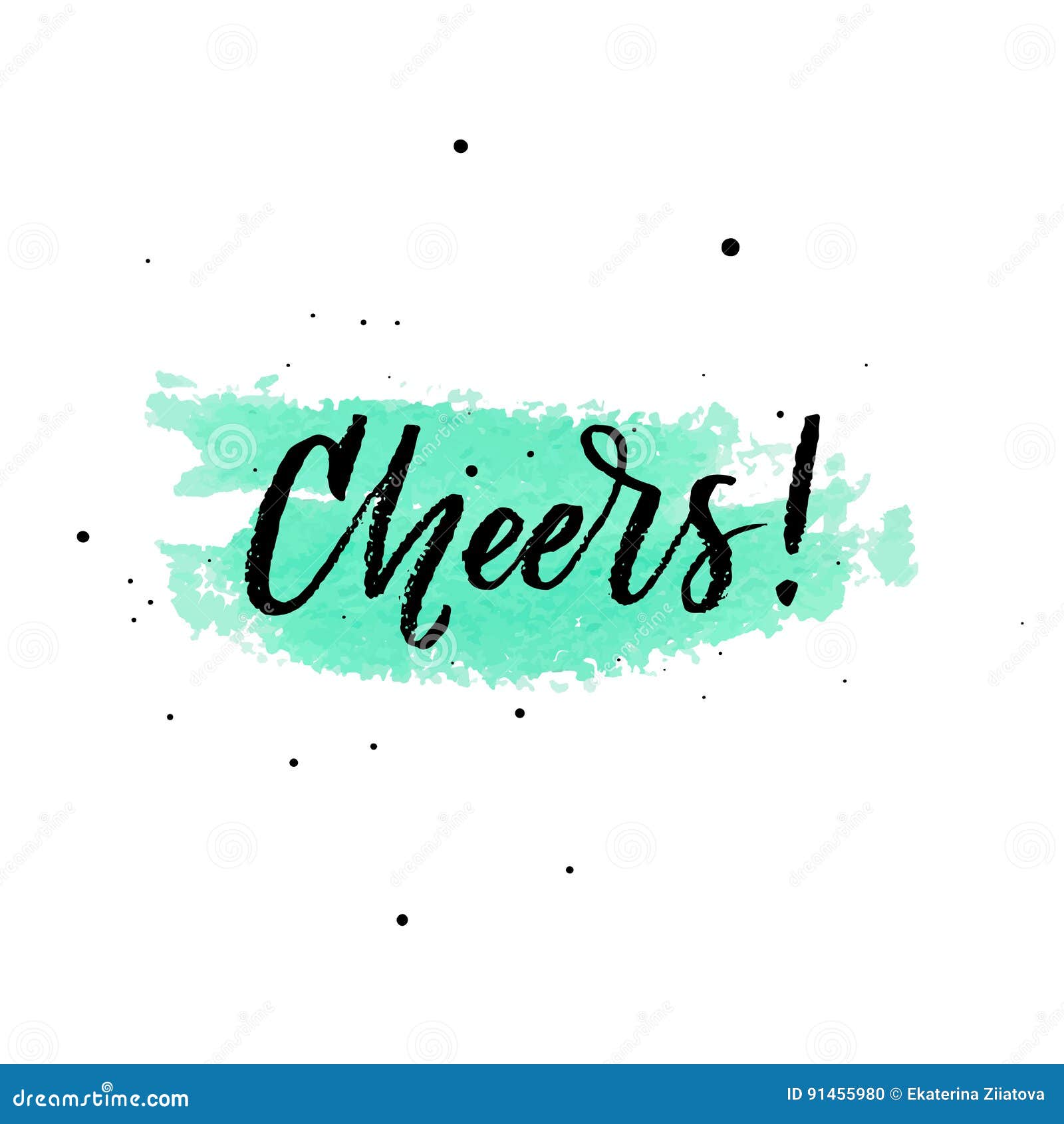 Cheers on Watercolor Turquoise Background. Vector Illustration Stock ...