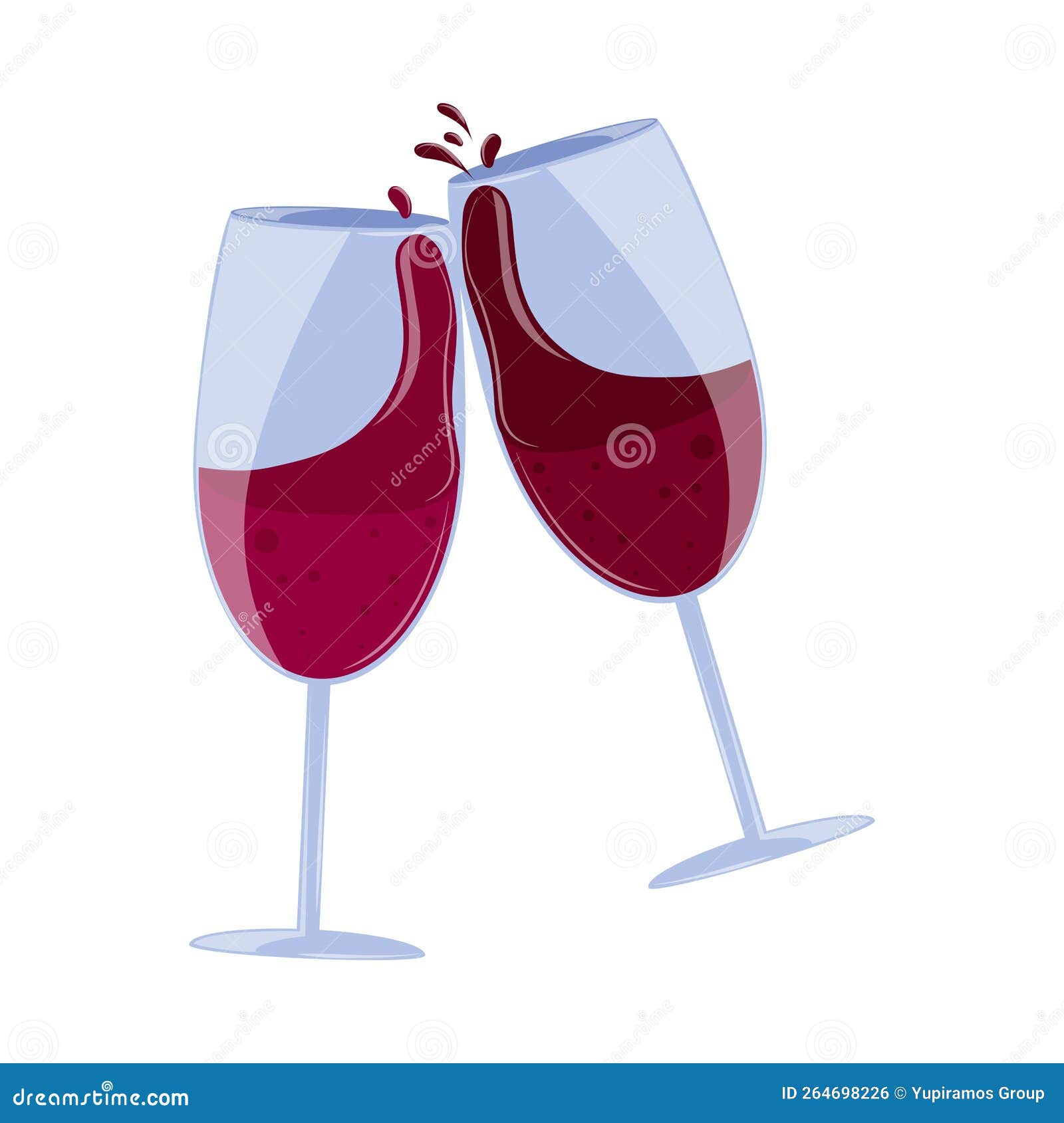 Cheers Wine Glasses Hand Drawn Vector Illustration Cartoon Style