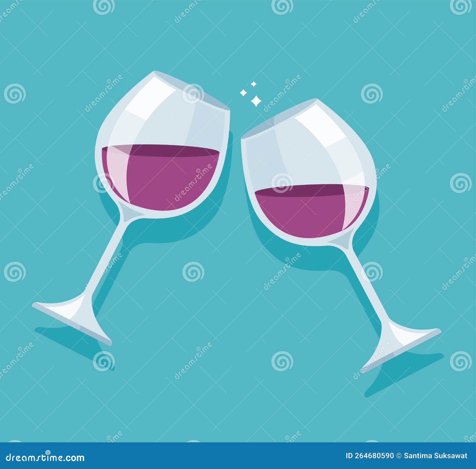 Cheers Wine Glasses Vector Illustration Stock Vector - Illustration of ...