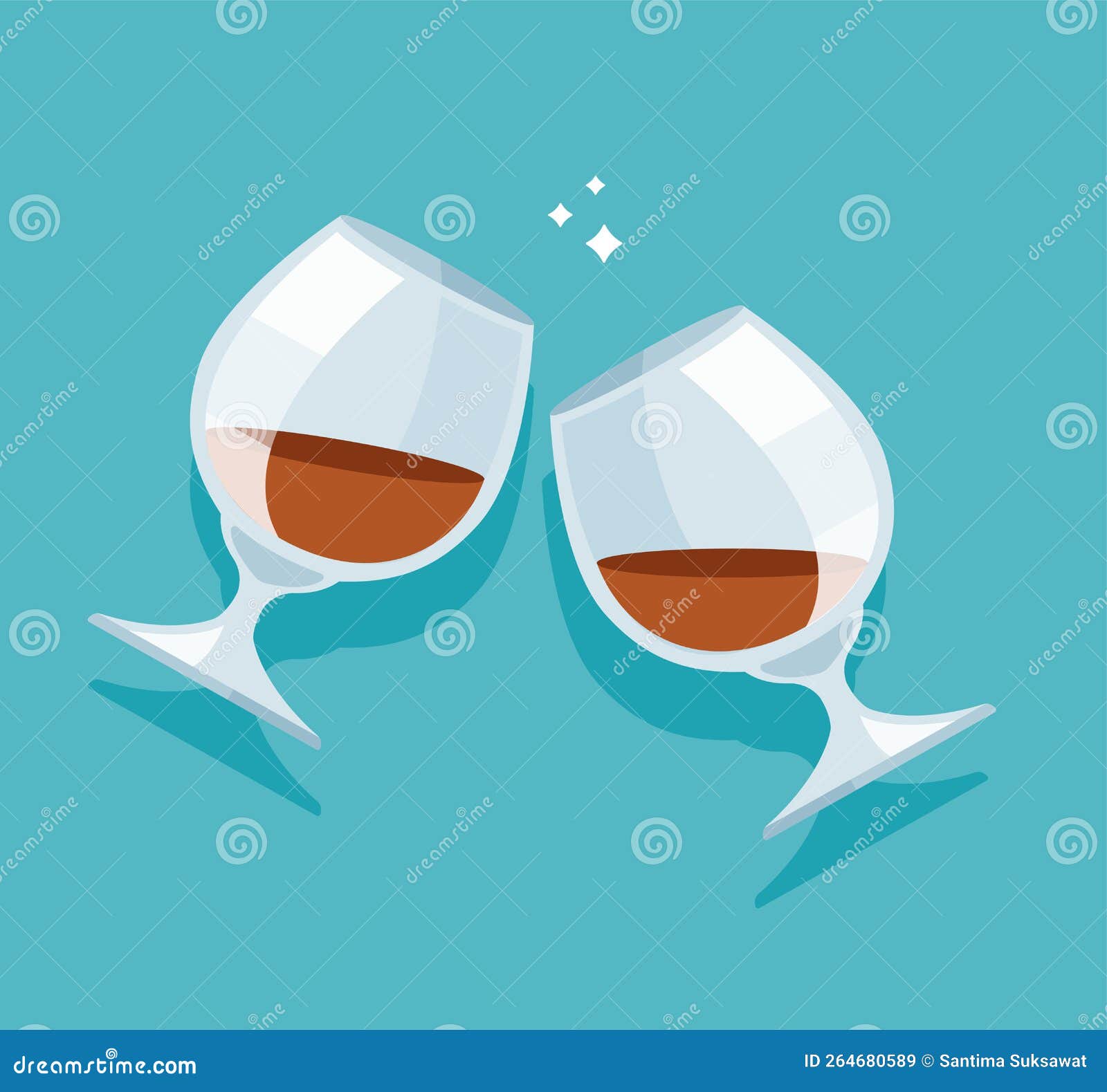 Cheers Wine Glasses Hand Drawn Vector Illustration Cartoon Style