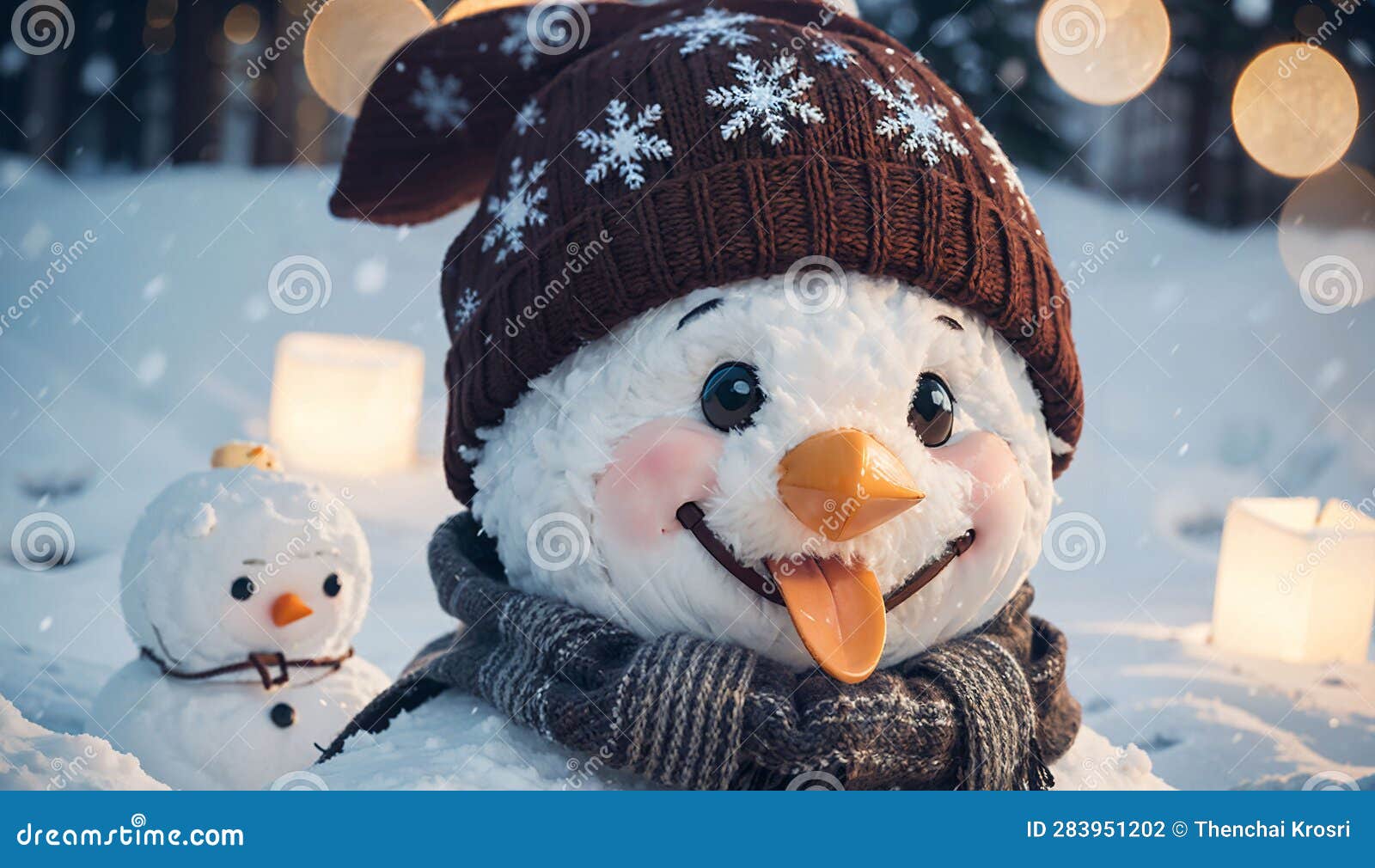 A Cheery Christmas Background Banner with a Laughing Snowman Stock ...