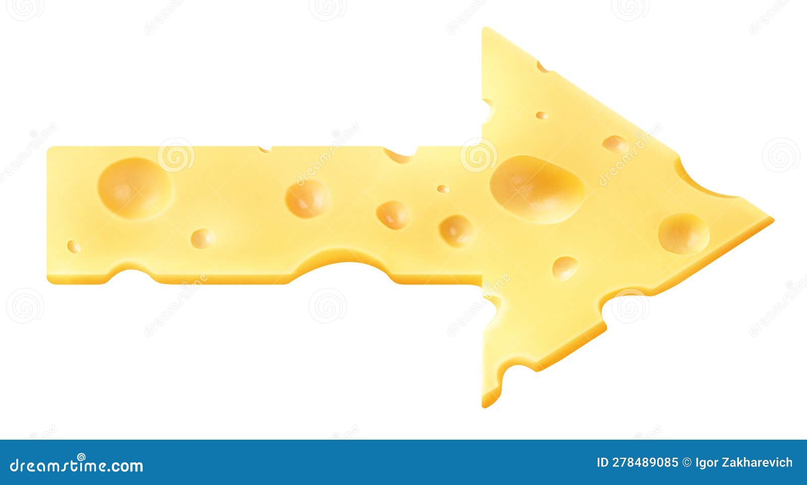 Cheese Arrow. a Piece of Cheese in the Shape of an Arrow on a White ...