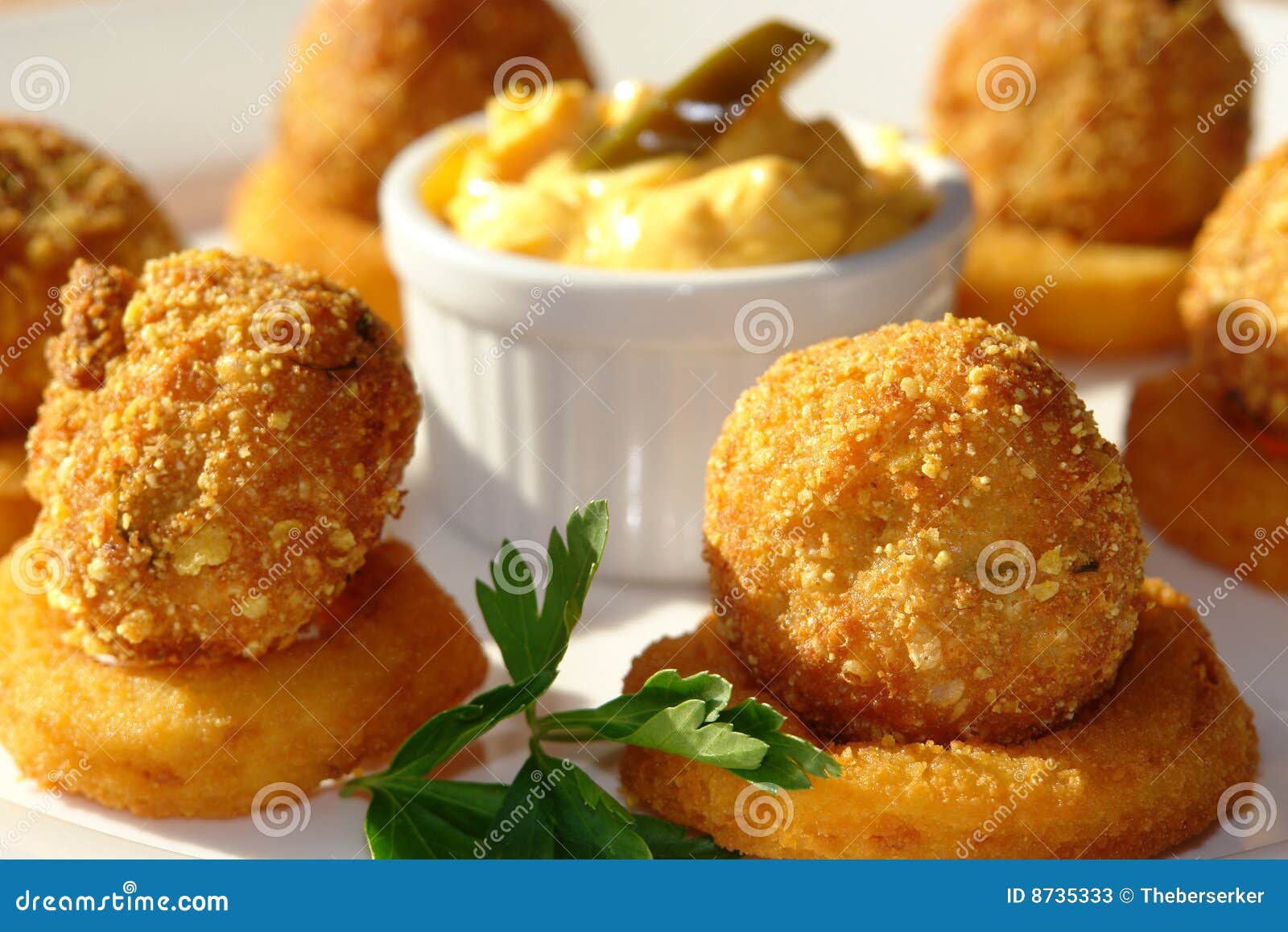 Cheese Balls Witn Onion Rings Stock Image - Image of balls, dish: 8735333