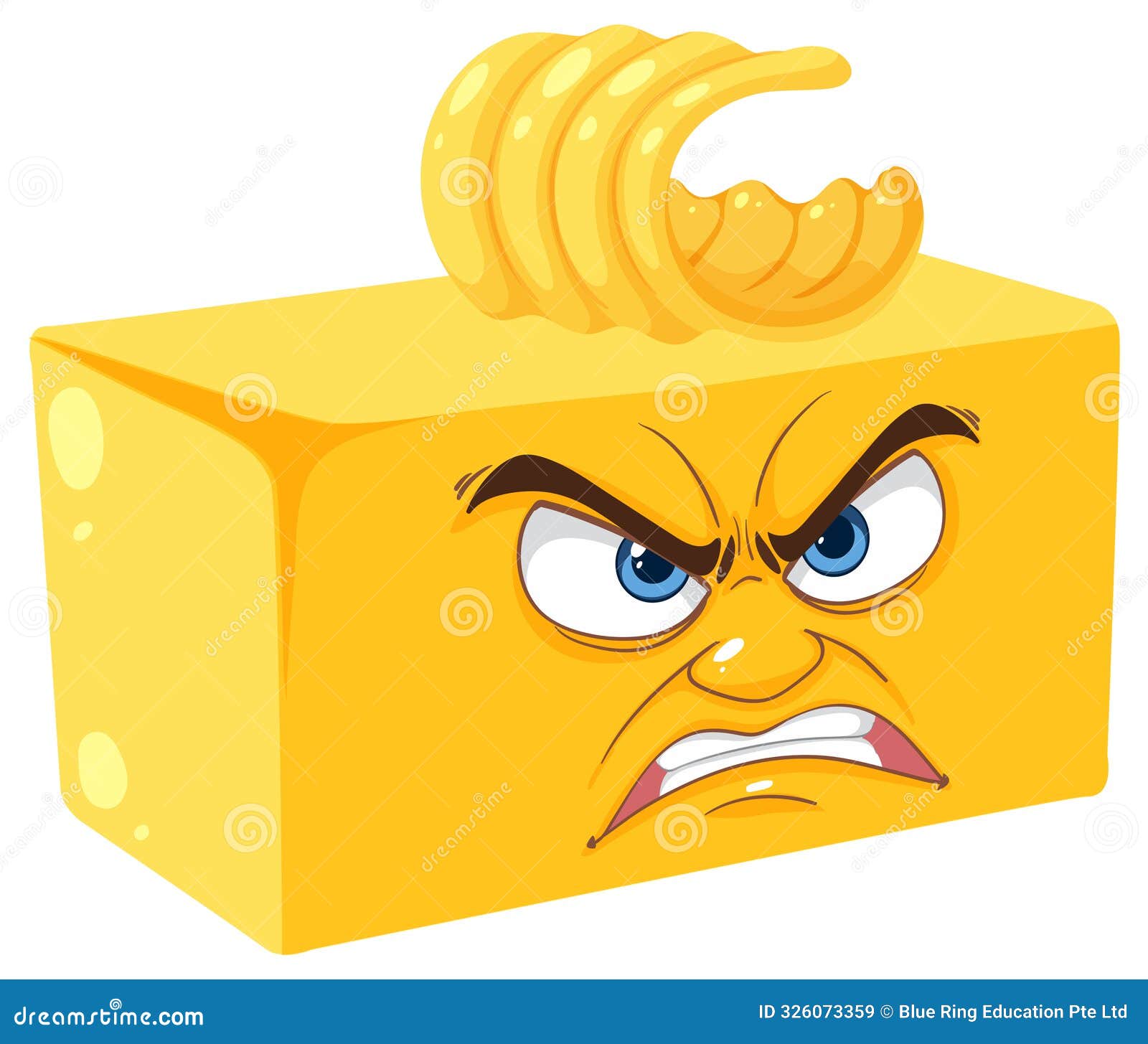 Cheese block with an angry stock illustration. Illustration of yellow ...