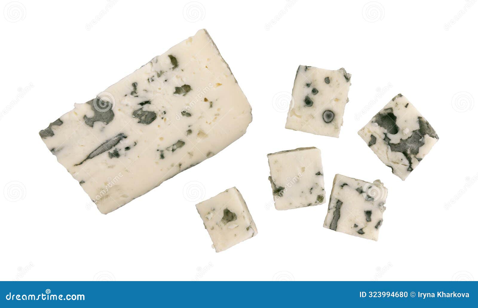 Cheese with Blue Mold Isolated on White Stock Photo - Image of product ...