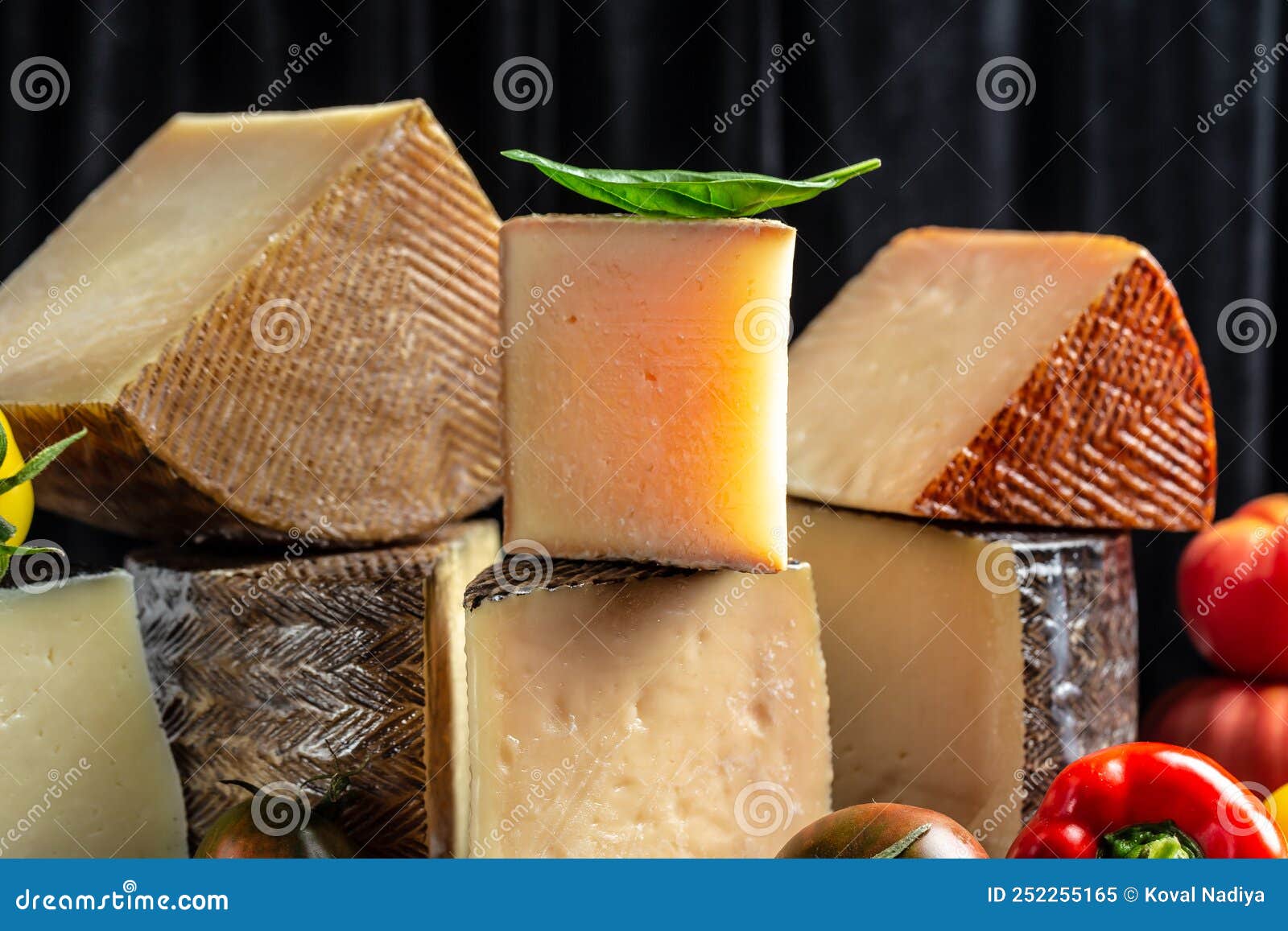 Cheese Board of Various Types of Soft and Hard Cheese. Spanish Manchego ...