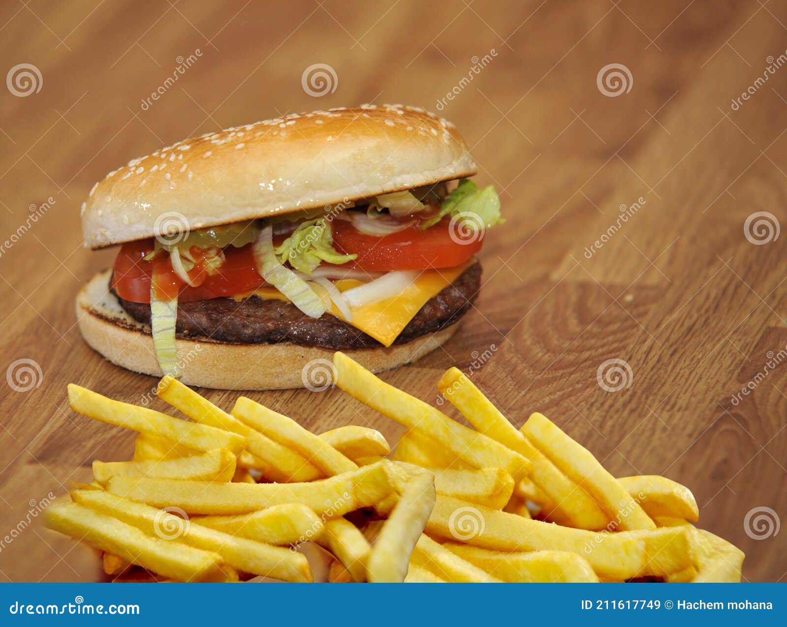 Cheese burger and chips stock image. Image of animals - 211617749