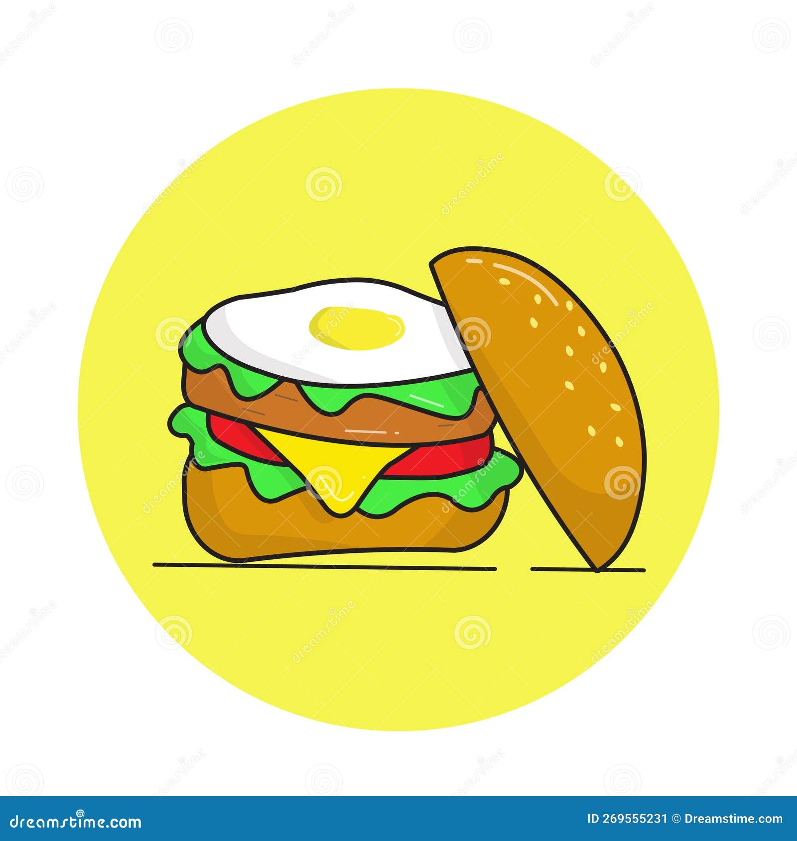Cheese Burger with Egg Illustration Vector Stock Vector - Illustration ...