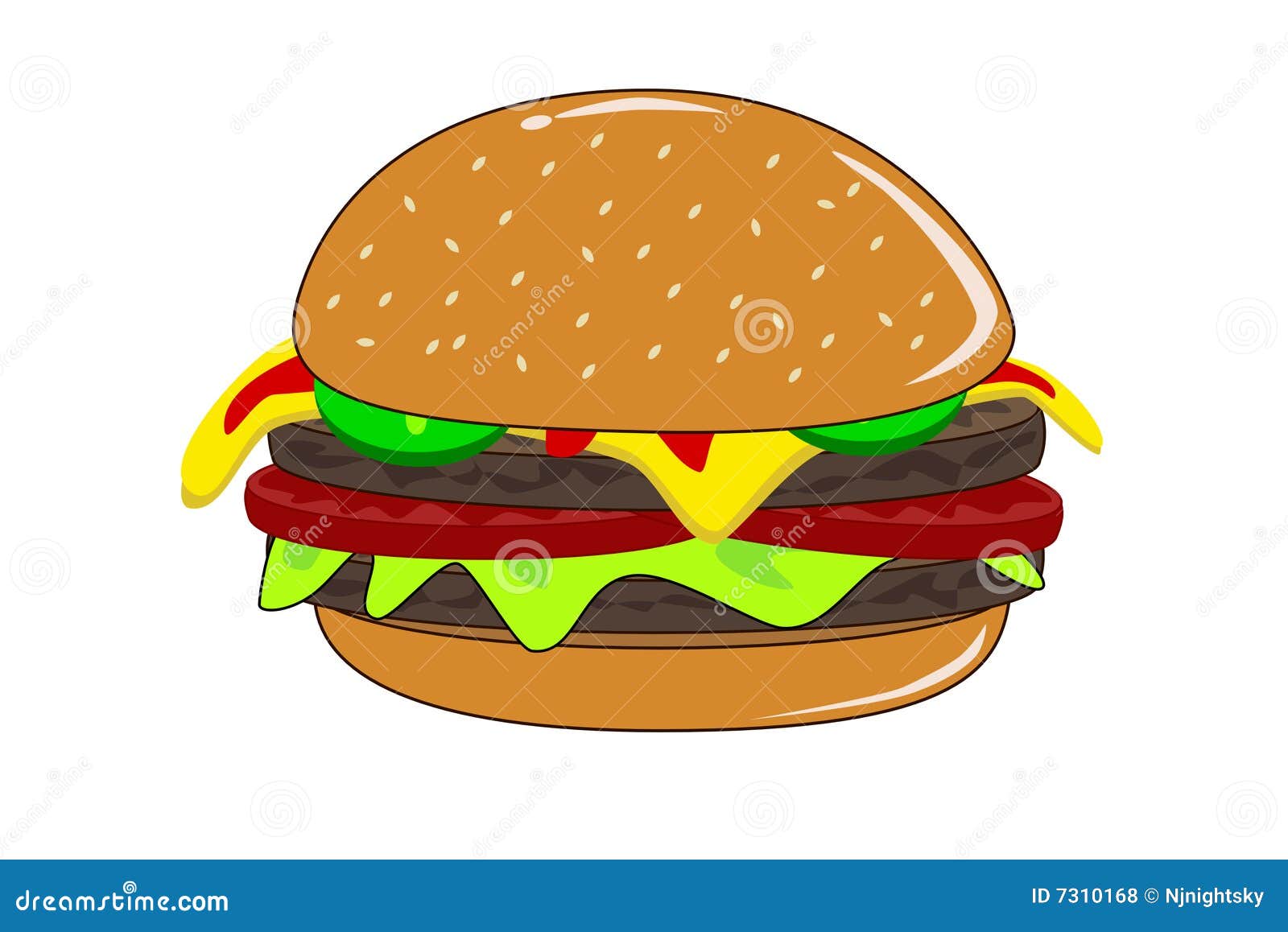 Cheese Burger with Lettuce and Pickles Stock Vector - Illustration of ...