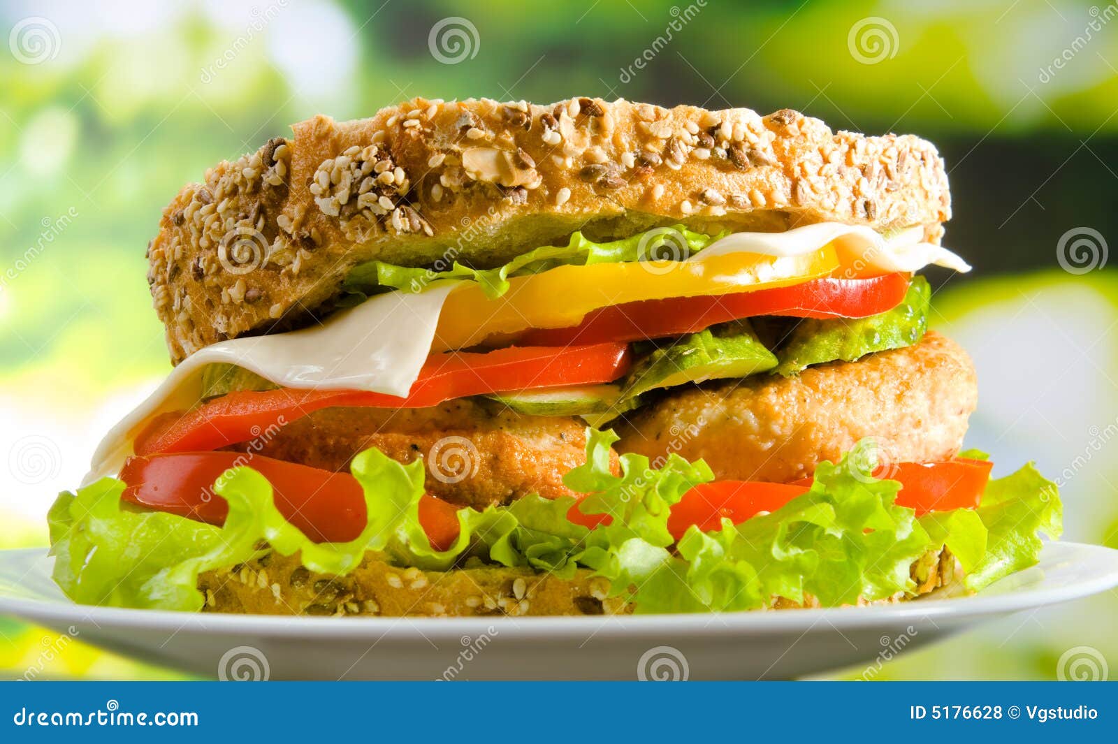 Cheese burger on a plate stock photo. Image of diet, bread - 5176628