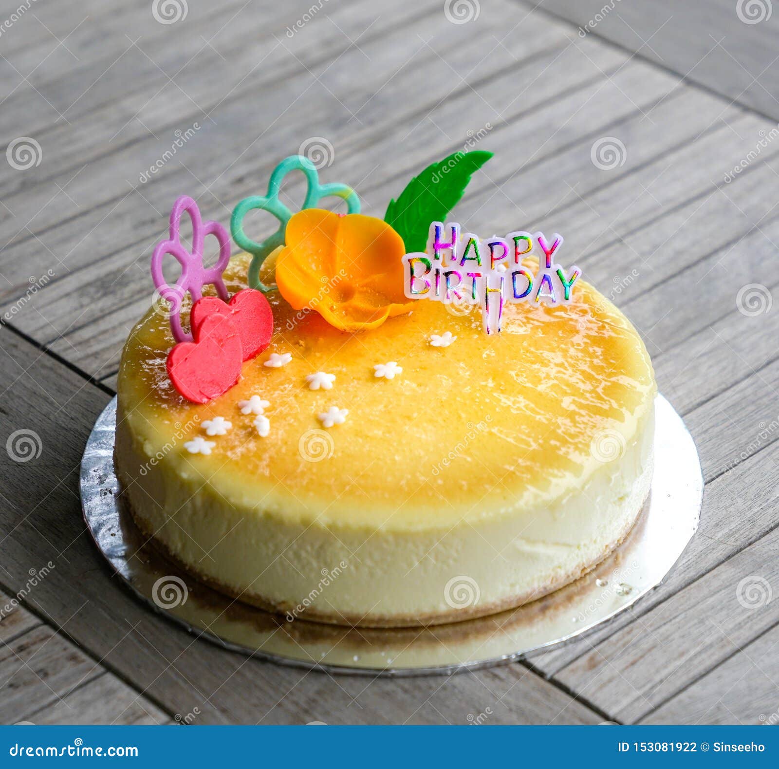 Cheese cake for birthday stock photo. Image of design - 153081922