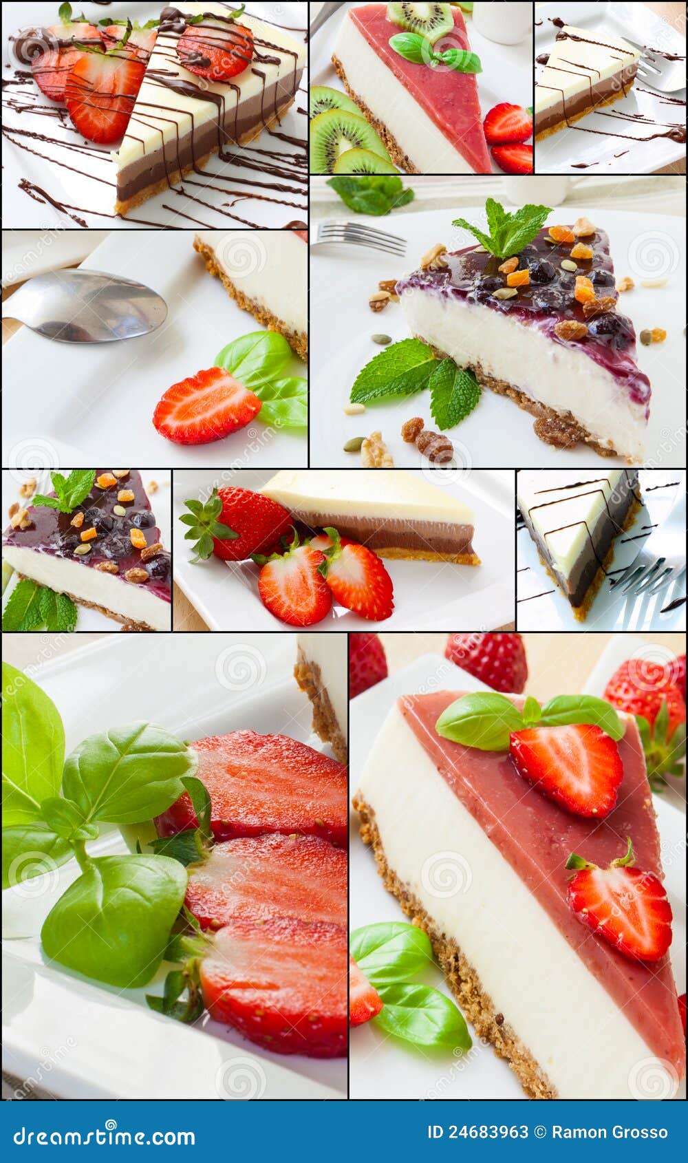 Cheese cake collage stock image. Image of dairy, dessert - 24683963