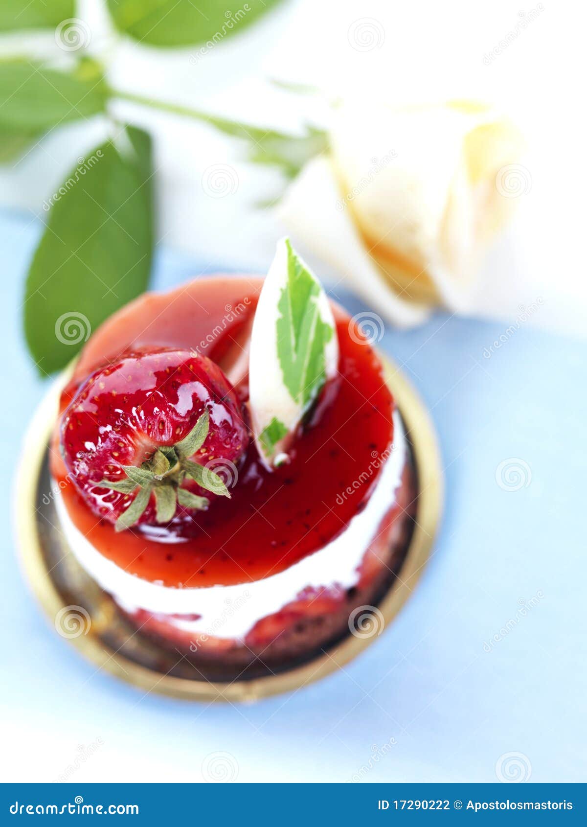 Cheese cake with a rose stock photo. Image of delicious - 17290222