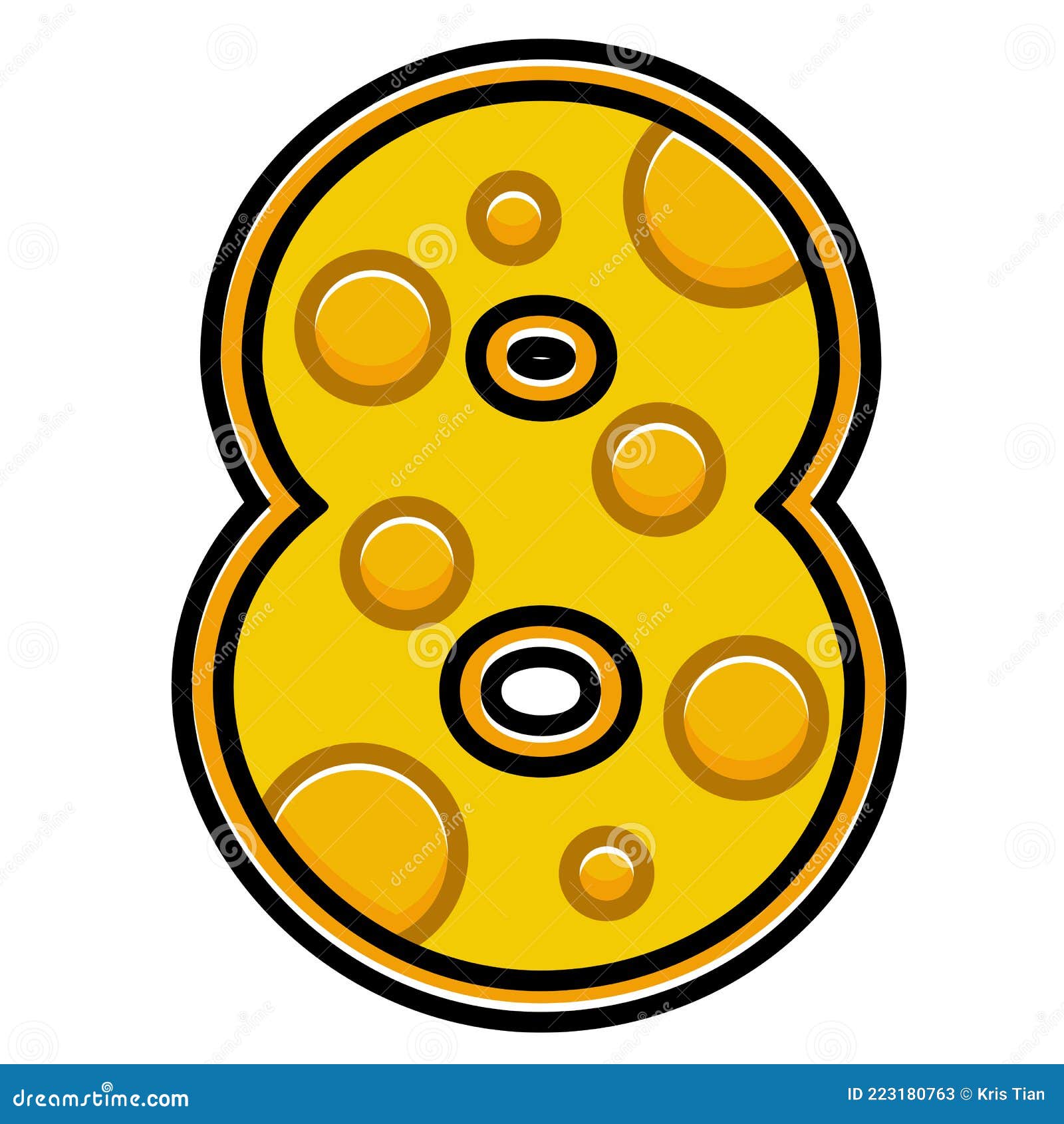 Number cheese eight stock vector. Illustration of cute - 223180763