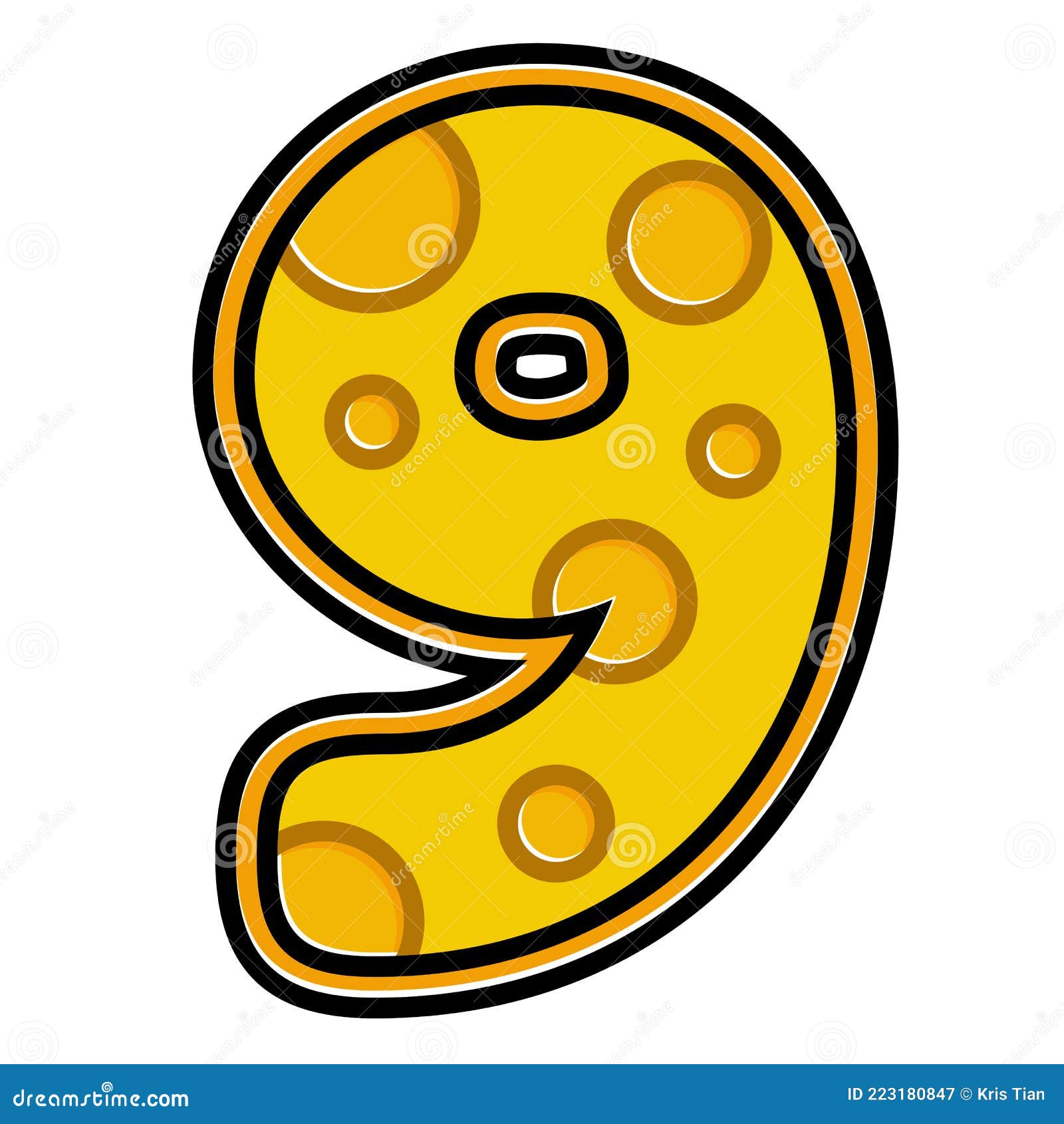 Number cheese nine stock vector. Illustration of font - 223180847