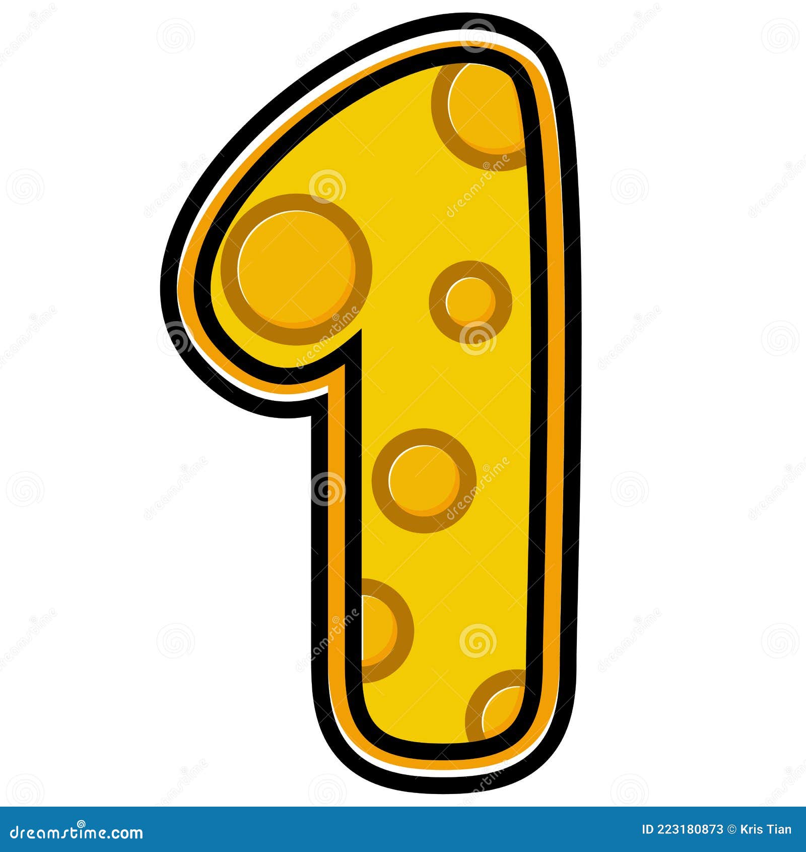 Number cheese one stock vector. Illustration of calcium - 223180873