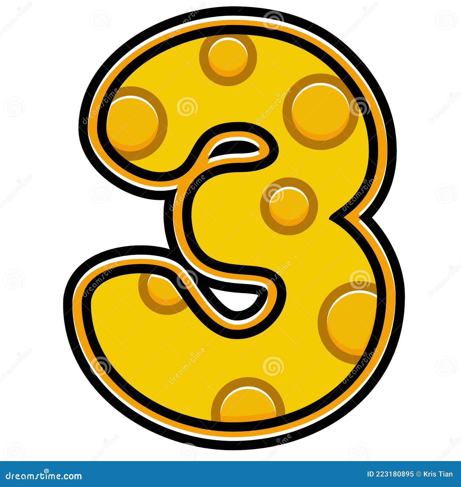Number cheese three stock vector. Illustration of calcium - 223180895