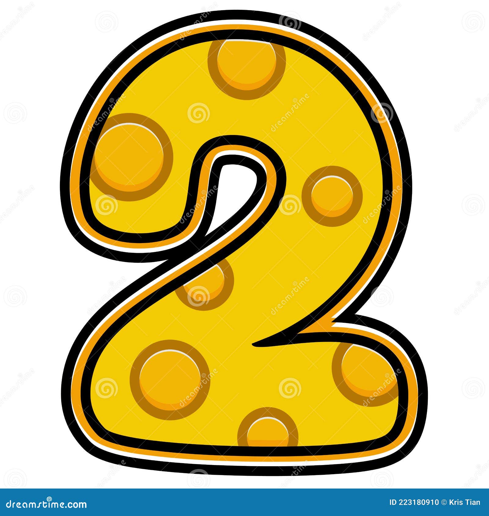 Number cheese two stock vector. Illustration of delicious - 223180910