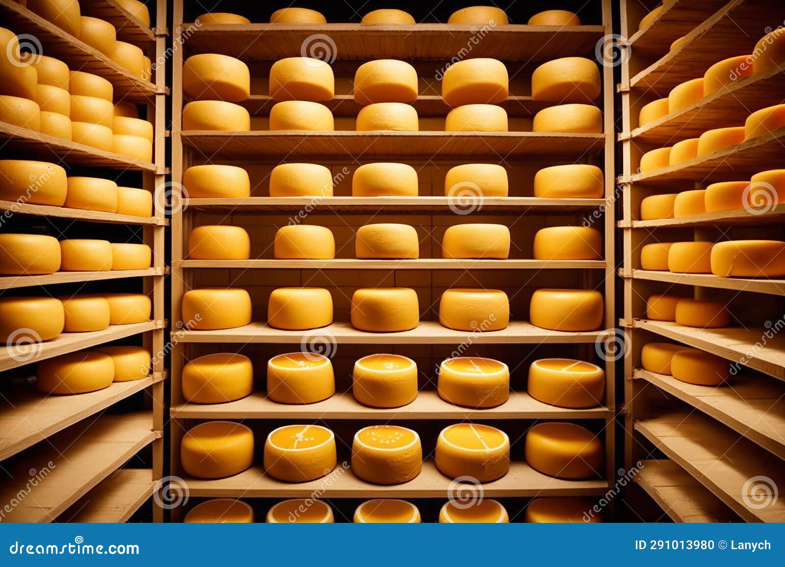 Cheese Cellar with Cheese on the Shelves. Generative AI Stock Photo ...