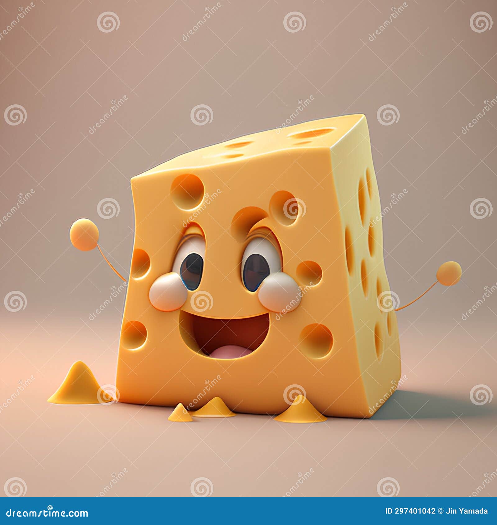 Cheese Character with Happy Face. 3d Illustration. High Resolution ...