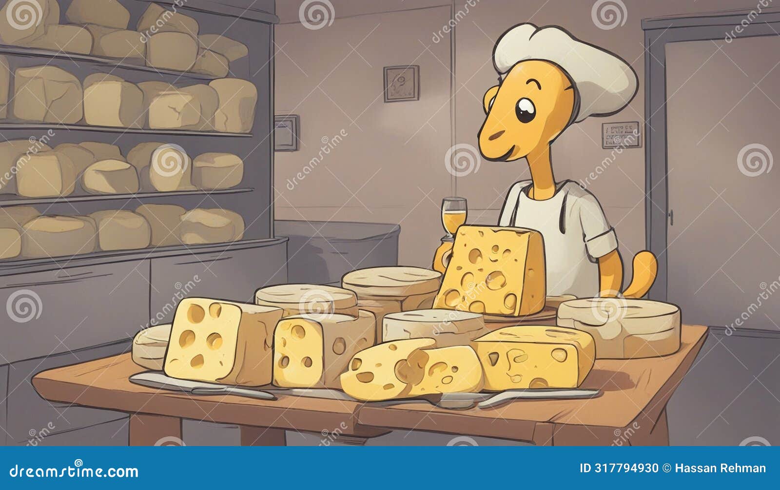 Cheese in the chill room stock illustration. Illustration of white ...