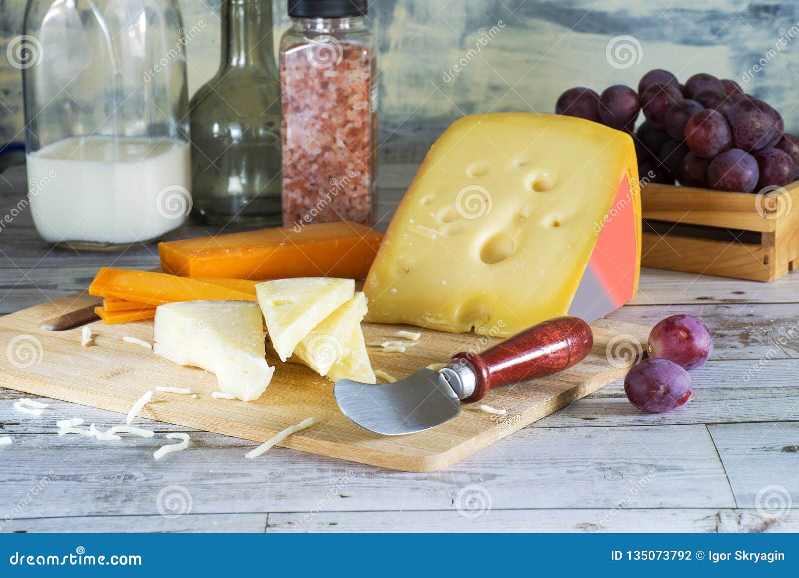 Cheese Closeup on the Table Stock Photo - Image of cuts, arrangement ...