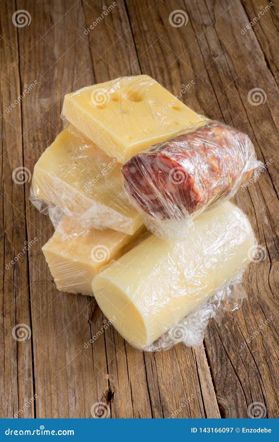 Cheese coated with plastic stock image. Image of salami - 143166097