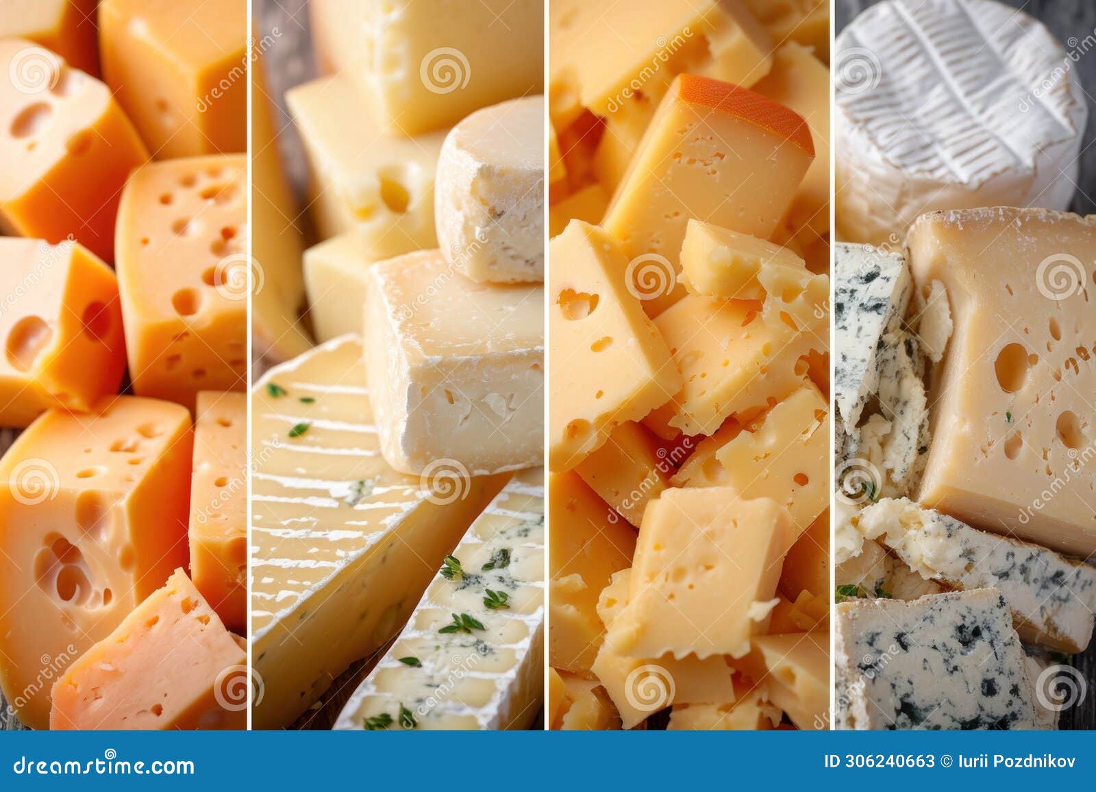 Cheese Collage with Vertical Dividers Stock Image - Image of freshness ...