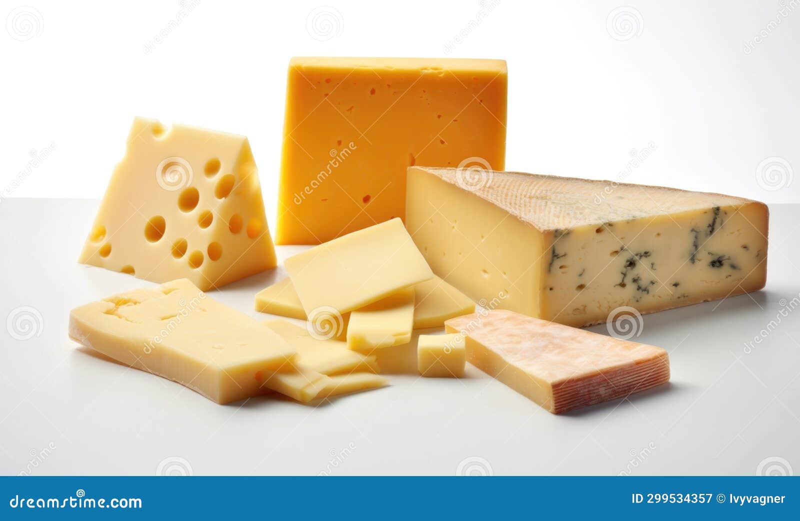 Cheese Collection, Piece of Cheese and Pieces of Cheese on White ...