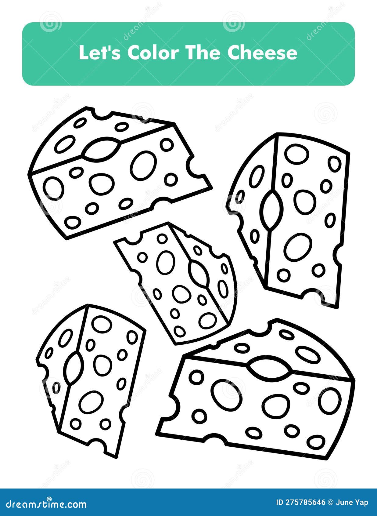 Cheese Coloring Book Page in Letter Page Size Children Coloring ...