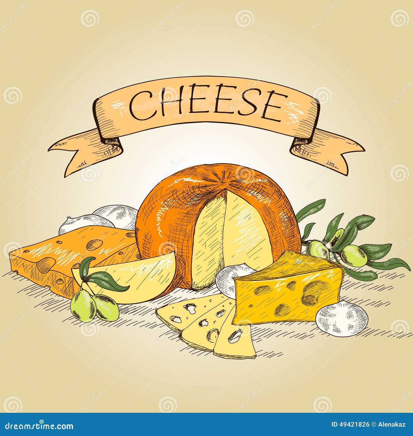 Cheese stock vector. Illustration of culinary, grated - 49421826