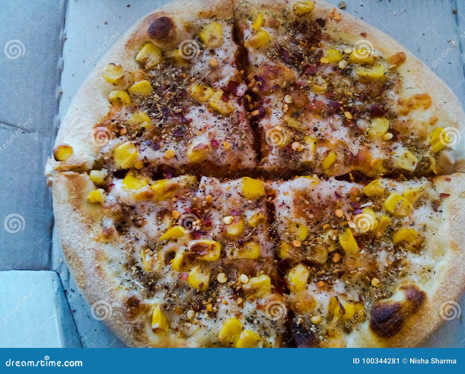 Pizza stock image. Image of fastfood, cheese, food, corn - 100344281