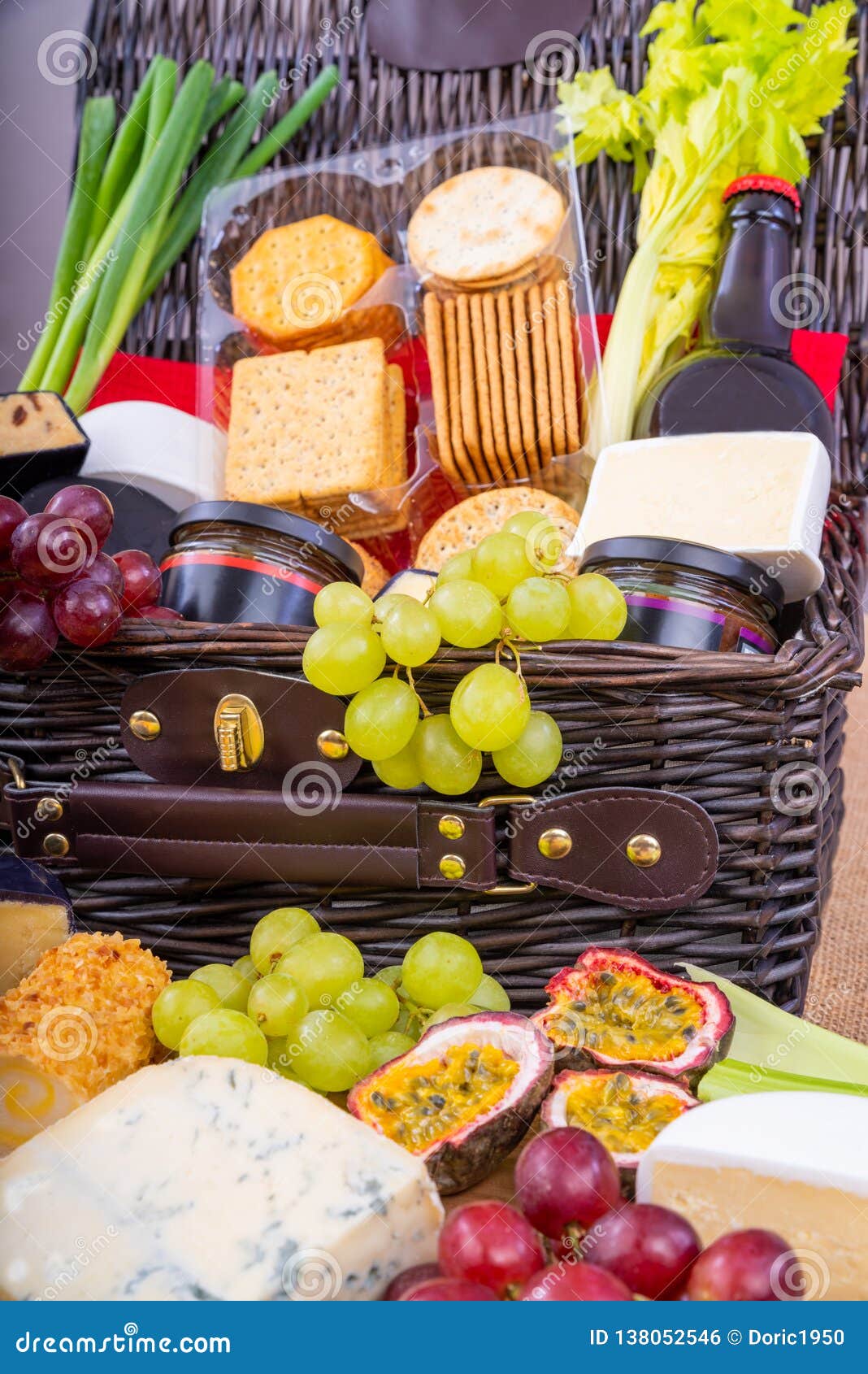 Cheese Crackers and Pickle Hamper Stock Photo - Image of platter ...
